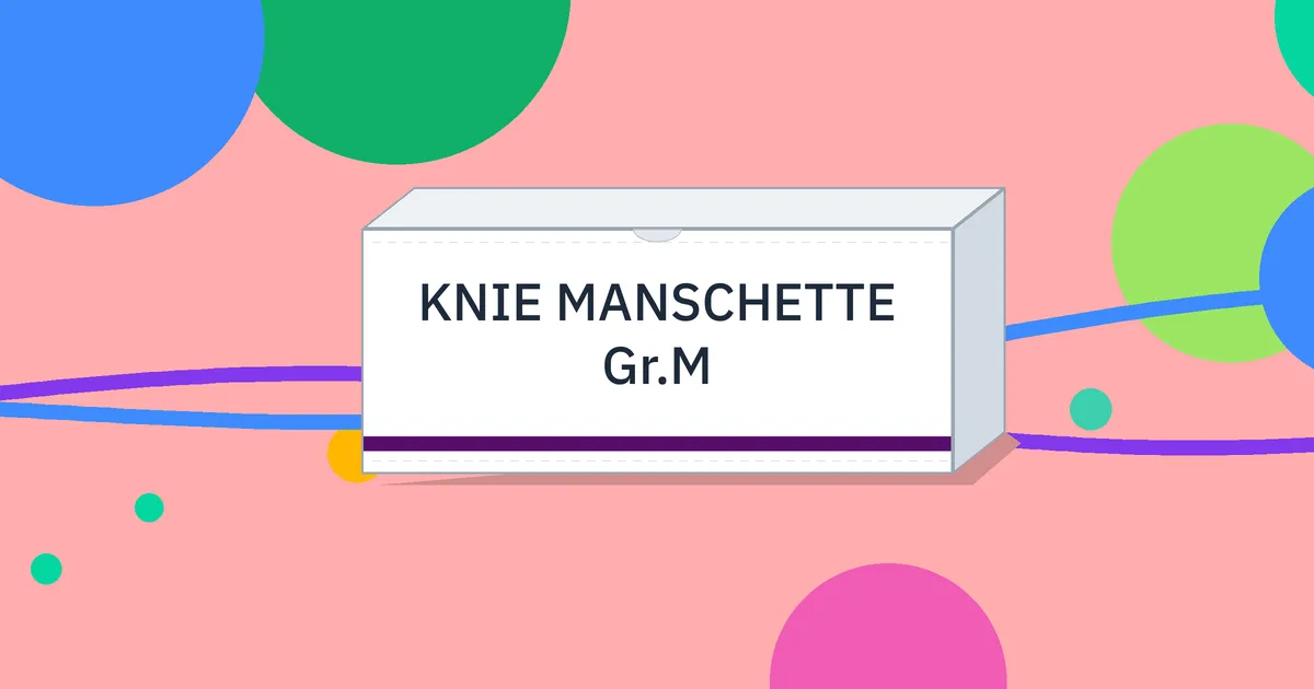 Symbolbild: Packung mit der Aufschrift KNIE MANSCHETTE Gr.M (PZN 05548530) – Verfügbarkeit und Bezug in Apotheken in Frankfurt am Main