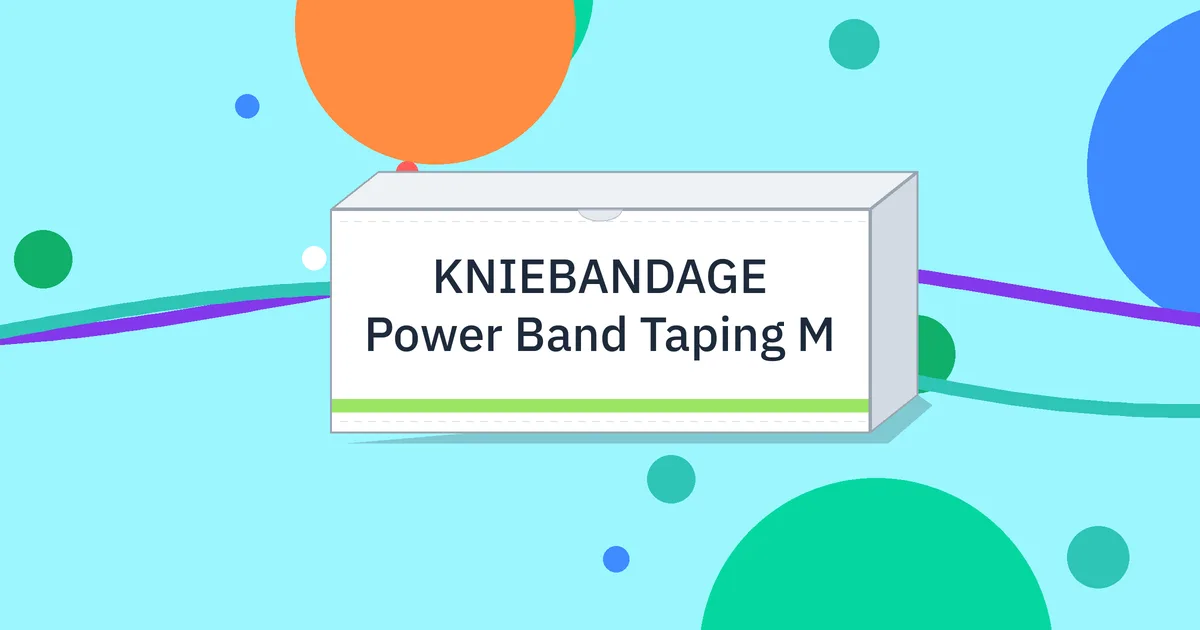 Symbolbild: Packung mit der Aufschrift KNIEBANDAGE Power Band Taping M (PZN 15378336) – Verfügbarkeit und Bezug in Apotheken in Frankfurt am Main