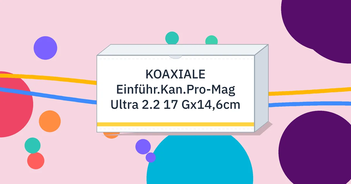 Symbolbild: Packung mit der Aufschrift KOAXIALE Einführ.Kan.Pro-Mag Ultra 2.2 17 Gx14,6cm (PZN 04504281) – Verfügbarkeit und Bezug in Apotheken in Frankfurt am Main
