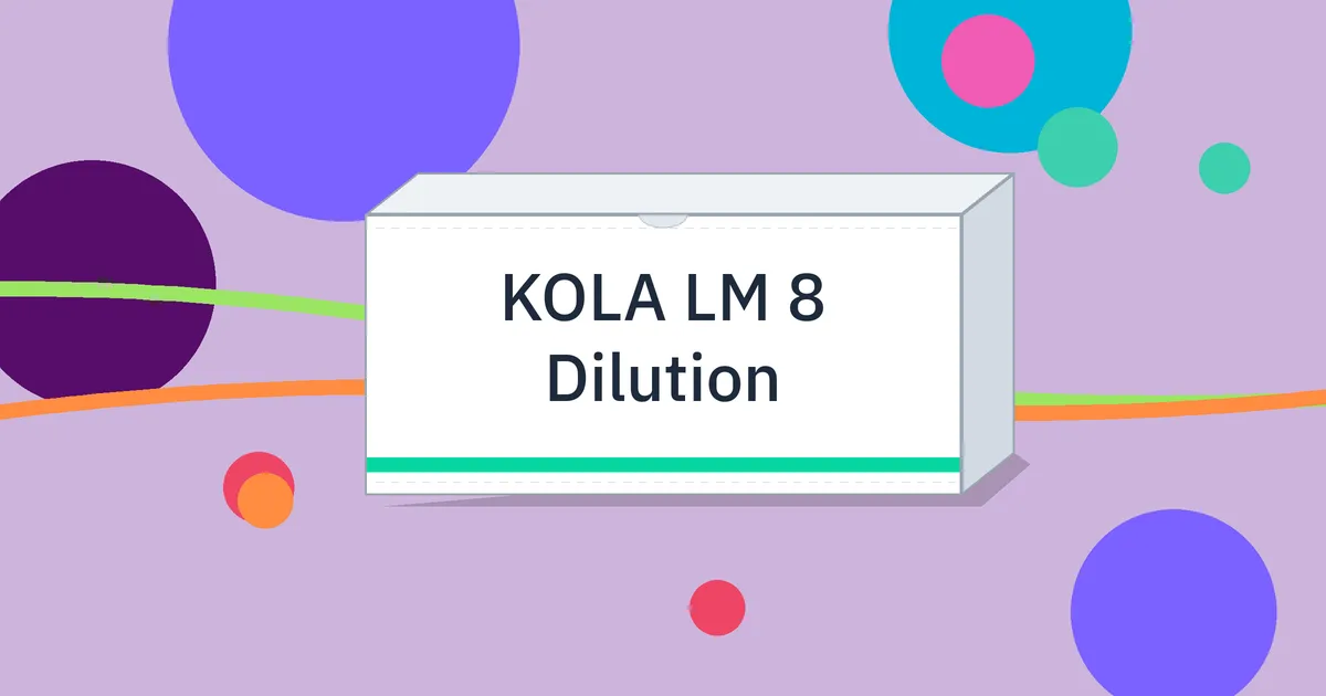 Symbolbild: Packung mit der Aufschrift KOLA LM 8 Dilution (PZN 13519382) – Verfügbarkeit und Bezug in Apotheken in Frankfurt am Main