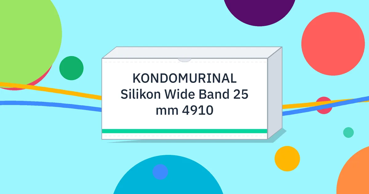 Symbolbild: Packung mit der Aufschrift KONDOMURINAL Silikon Wide Band 25 mm 4910 (PZN 08747419) – Verfügbarkeit und Bezug in Apotheken in Frankfurt am Main
