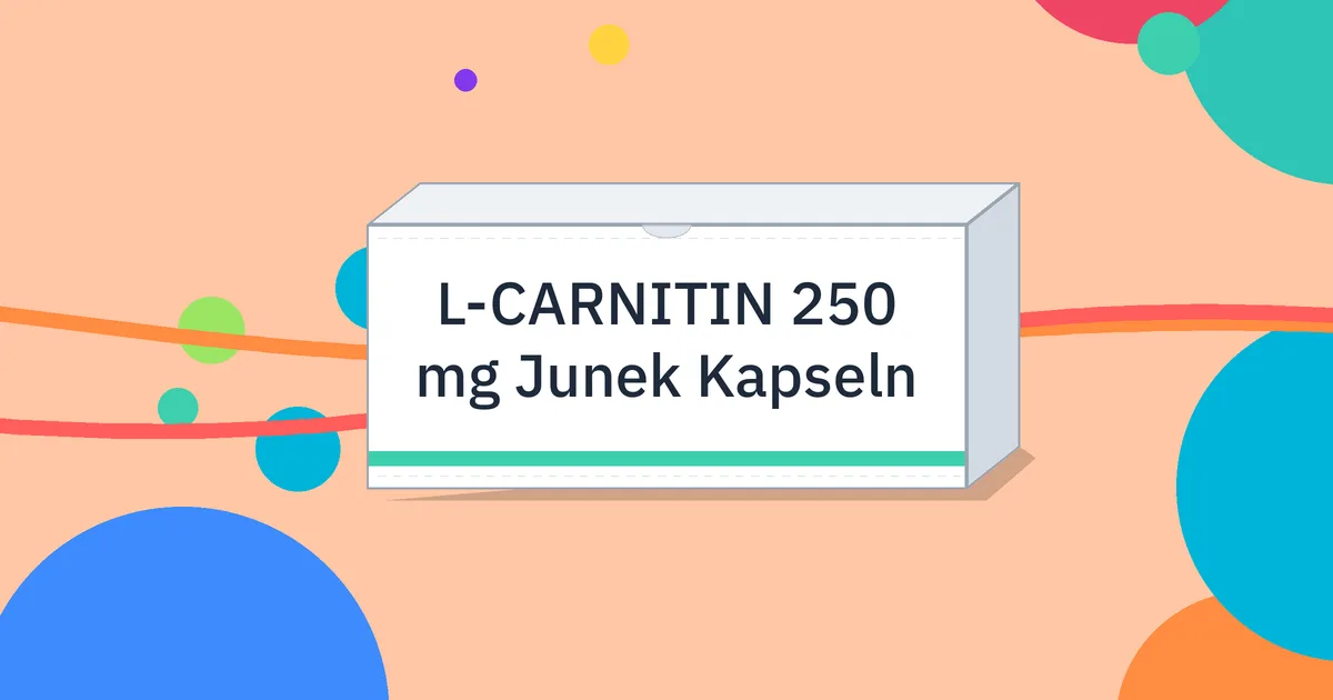 Symbolbild: Packung mit der Aufschrift L-CARNITIN 250 mg Junek Kapseln (PZN 01053346) – Verfügbarkeit und Bezug in Apotheken in Frankfurt am Main
