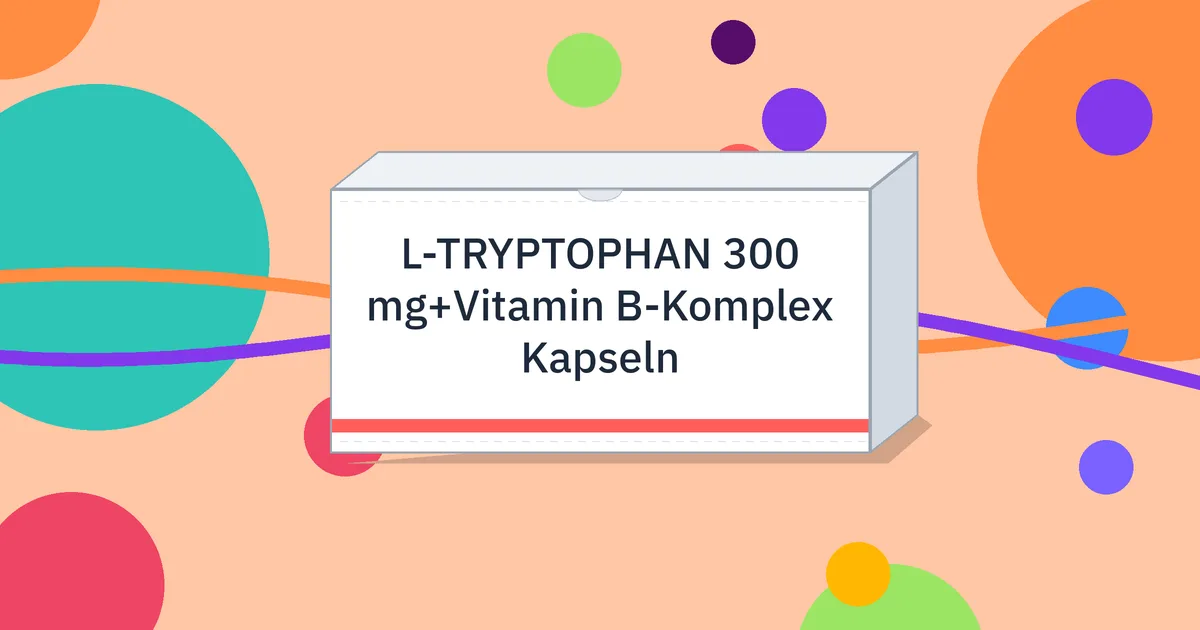 Symbolbild: Packung mit der Aufschrift L-TRYPTOPHAN 300 mg+Vitamin B-Komplex Kapseln (PZN 19282202) – Verfügbarkeit und Bezug in Apotheken in Frankfurt am Main