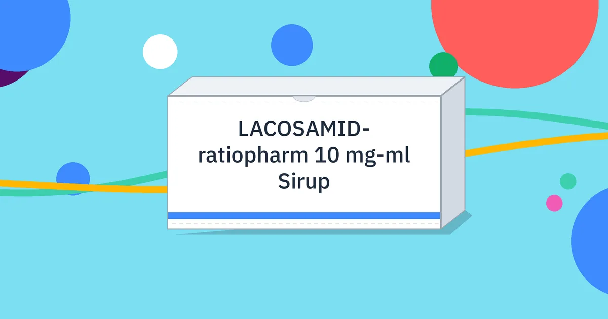 Symbolbild: Packung mit der Aufschrift LACOSAMID-ratiopharm 10 mg-ml Sirup (PZN 17945779) – Verfügbarkeit und Bezug in Apotheken in Frankfurt am Main