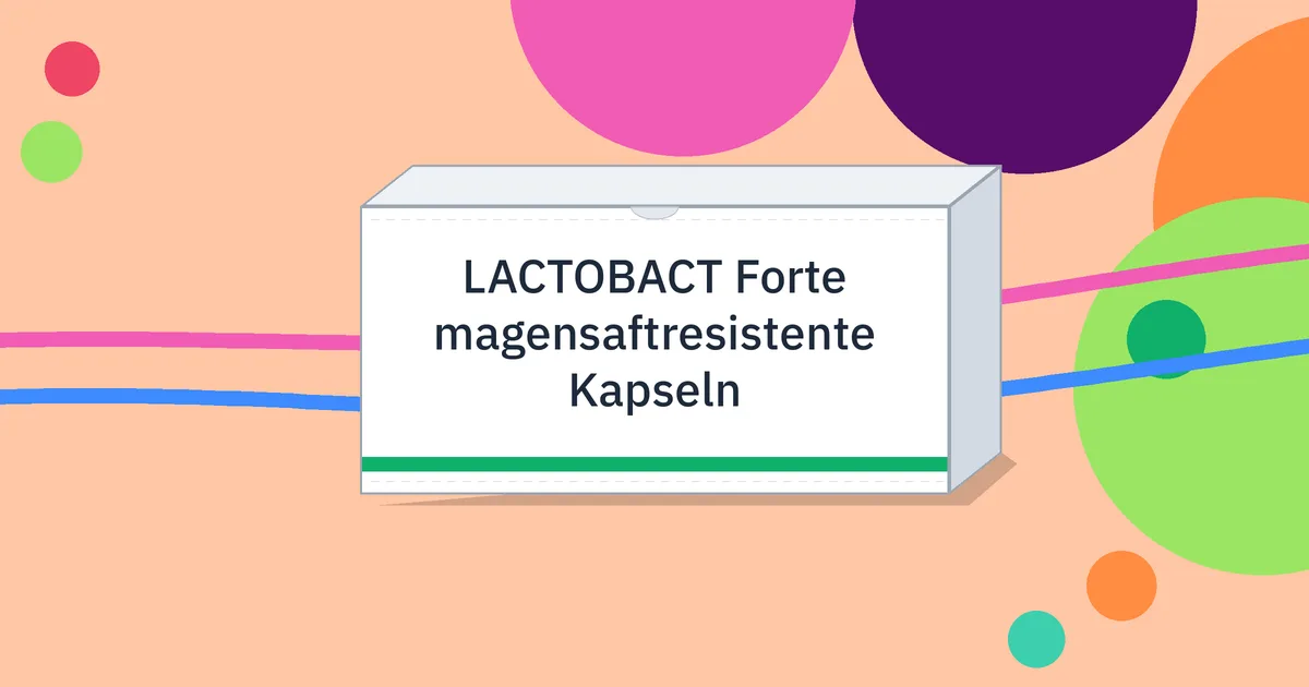 Symbolbild: Packung mit der Aufschrift LACTOBACT Forte magensaftresistente Kapseln (PZN 13657061) – Verfügbarkeit und Bezug in Apotheken in Frankfurt am Main