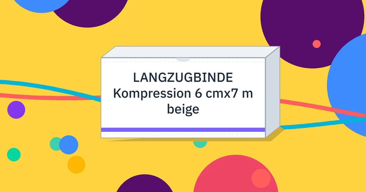 Symbolbild: Packung mit der Aufschrift LANGZUGBINDE Kompression 6 cmx7 m beige (PZN 17561760) – Verfügbarkeit und Bezug in Apotheken in Frankfurt am Main