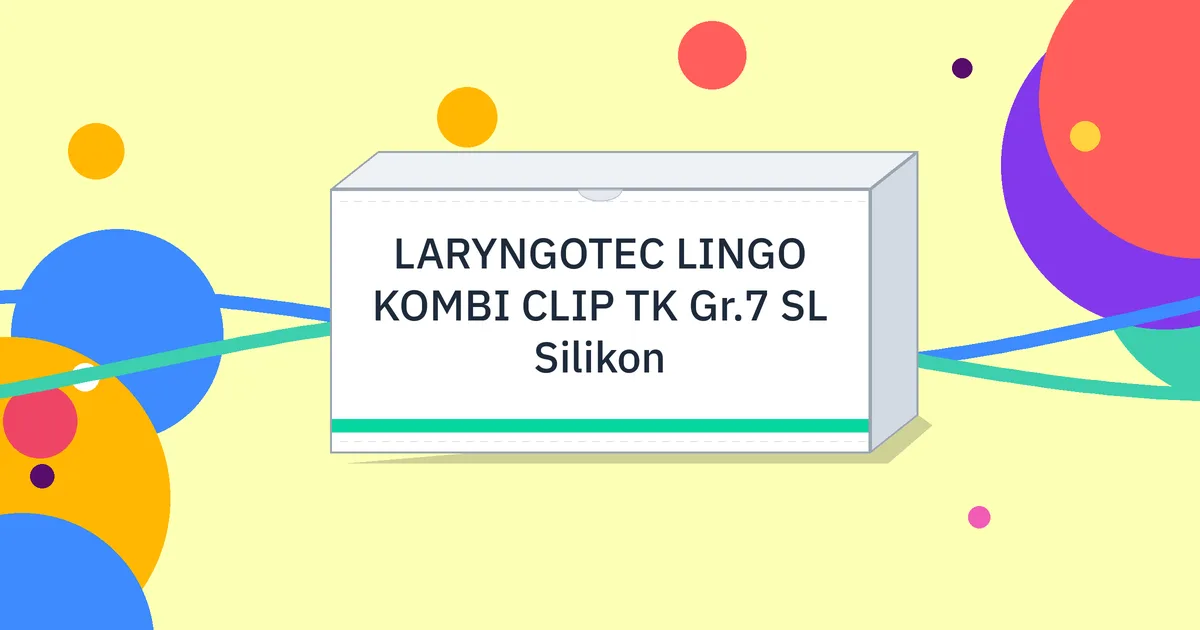 Symbolbild: Packung mit der Aufschrift LARYNGOTEC LINGO KOMBI CLIP TK Gr.7 SL Silikon (PZN 08434465) – Verfügbarkeit und Bezug in Apotheken in Frankfurt am Main