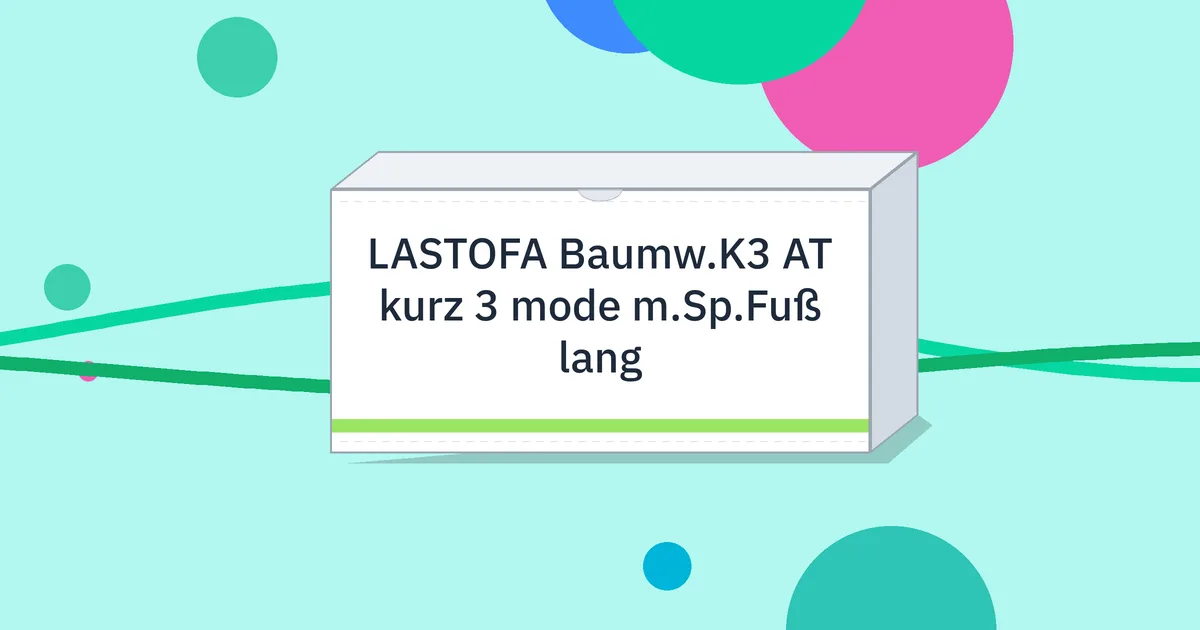 Symbolbild: Packung mit der Aufschrift LASTOFA Baumw.K3 AT kurz 3 mode m.Sp.Fuß lang (PZN 01958426) – Verfügbarkeit und Bezug in Apotheken in Frankfurt am Main