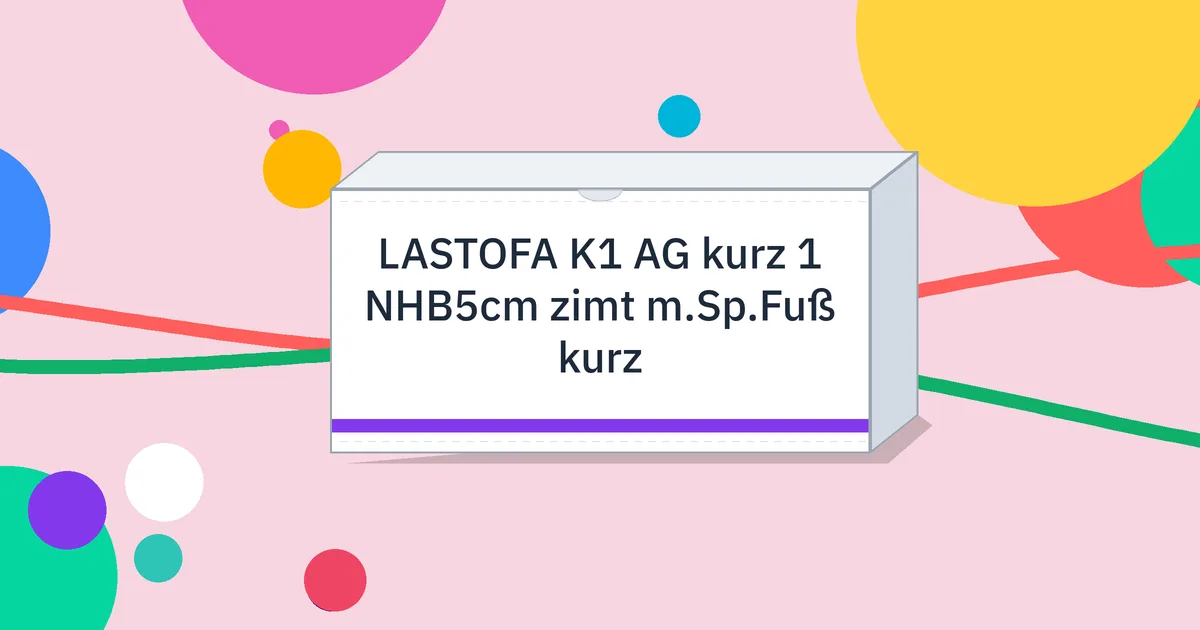 Symbolbild: Packung mit der Aufschrift LASTOFA K1 AG kurz 1 NHB5cm zimt m.Sp.Fuß kurz (PZN 13788722) – Verfügbarkeit und Bezug in Apotheken in Frankfurt am Main