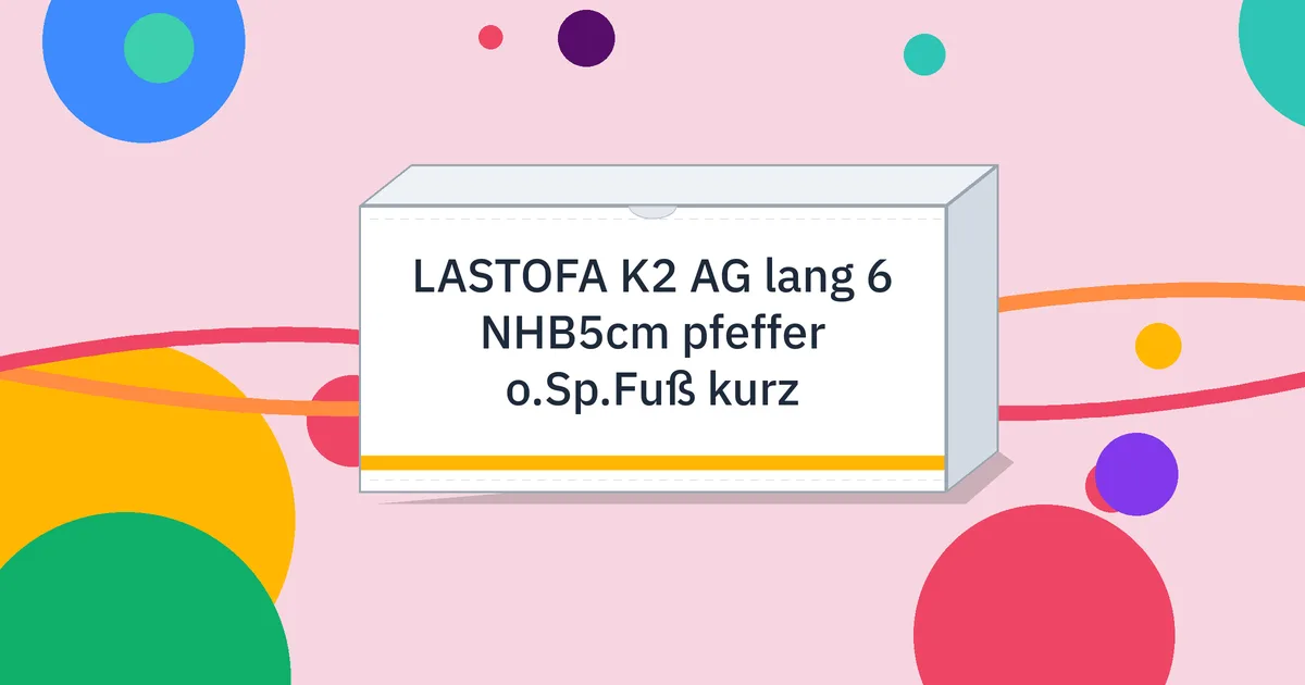 Symbolbild: Packung mit der Aufschrift LASTOFA K2 AG lang 6 NHB5cm pfeffer o.Sp.Fuß kurz (PZN 13808005) – Verfügbarkeit und Bezug in Apotheken in Frankfurt am Main