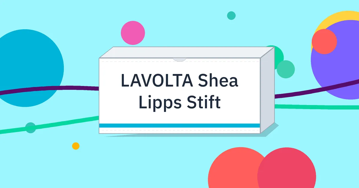 Symbolbild: Packung mit der Aufschrift LAVOLTA Shea Lipps Stift (PZN 02846391) – Verfügbarkeit und Bezug in Apotheken in Frankfurt am Main