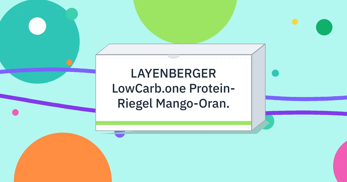 Symbolbild: Packung mit der Aufschrift LAYENBERGER LowCarb.one Protein-Riegel Mango-Oran. (PZN 12490311) – Verfügbarkeit und Bezug in Apotheken in Frankfurt am Main