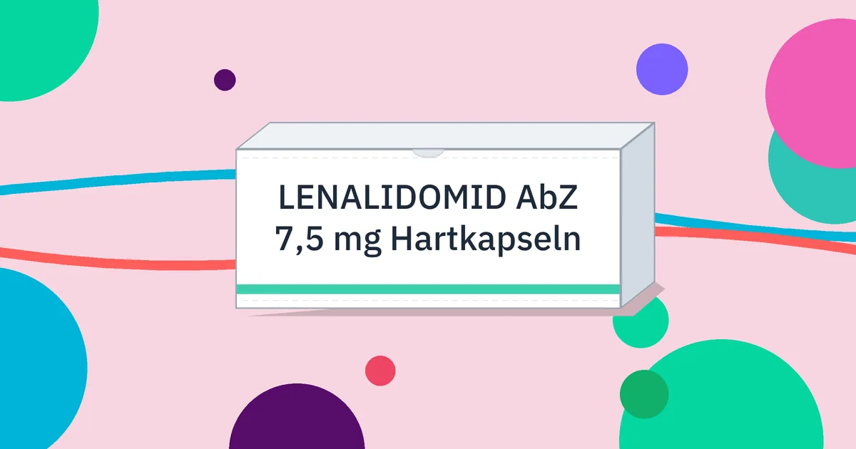 Symbolbild: Packung mit der Aufschrift LENALIDOMID AbZ 7,5 mg Hartkapseln (PZN 18264194) – Verfügbarkeit und Bezug in Apotheken in Frankfurt am Main