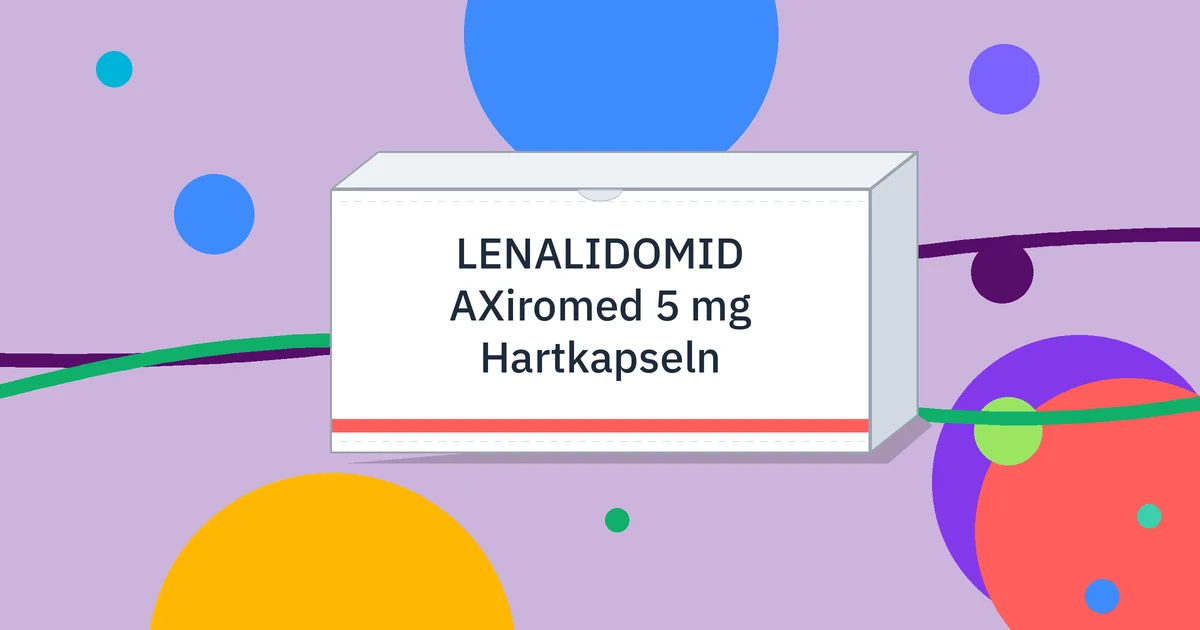 Symbolbild: Packung mit der Aufschrift LENALIDOMID AXiromed 5 mg Hartkapseln (PZN 18488812) – Verfügbarkeit und Bezug in Apotheken in Frankfurt am Main