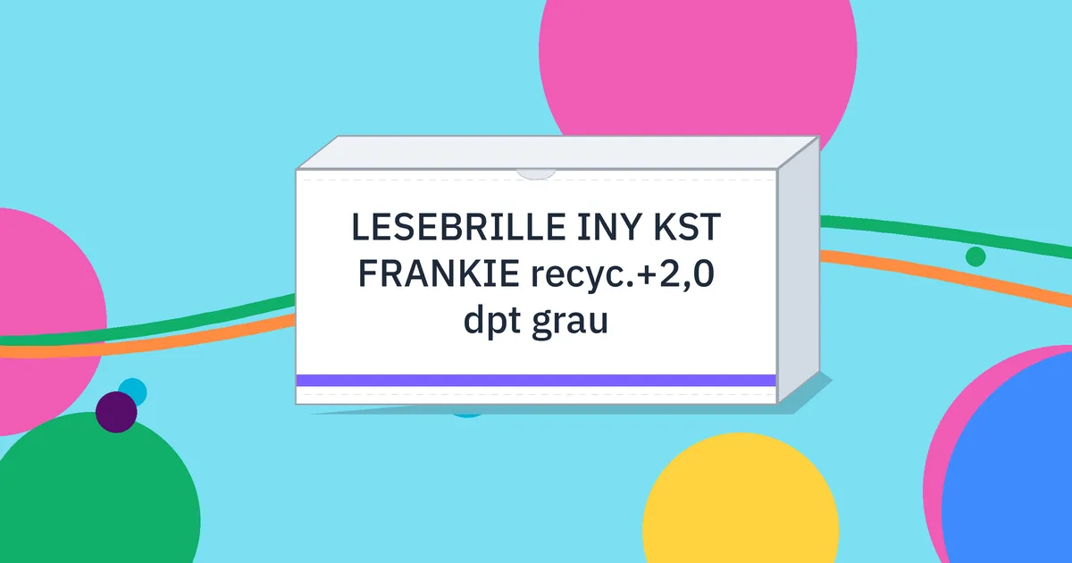 Symbolbild: Packung mit der Aufschrift LESEBRILLE INY KST FRANKIE recyc.+2,0 dpt grau (PZN 19376096) – Verfügbarkeit und Bezug in Apotheken in Frankfurt am Main