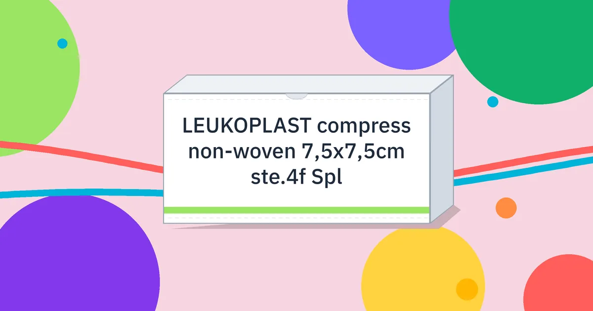 Symbolbild: Packung mit der Aufschrift LEUKOPLAST compress non-woven 7,5x7,5cm ste.4f Spl (PZN 17208756) – Verfügbarkeit und Bezug in Apotheken in Frankfurt am Main