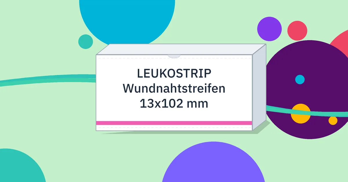 Symbolbild: Packung mit der Aufschrift LEUKOSTRIP Wundnahtstreifen 13x102 mm (PZN 17606422) – Verfügbarkeit und Bezug in Apotheken in Frankfurt am Main