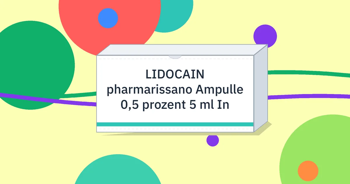 Symbolbild: Packung mit der Aufschrift LIDOCAIN pharmarissano Ampulle 0,5 prozent 5 ml In (PZN 16815974) – Verfügbarkeit und Bezug in Apotheken in Frankfurt am Main