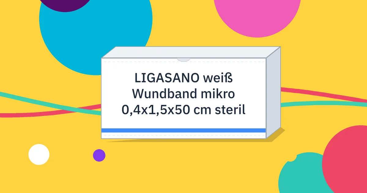 Symbolbild: Packung mit der Aufschrift LIGASANO weiß Wundband mikro 0,4x1,5x50 cm steril (PZN 17251551) – Verfügbarkeit und Bezug in Apotheken in Frankfurt am Main