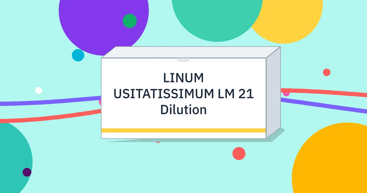 Symbolbild: Packung mit der Aufschrift LINUM USITATISSIMUM LM 21 Dilution (PZN 13530691) – Verfügbarkeit und Bezug in Apotheken in Frankfurt am Main