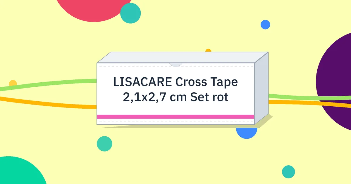 Symbolbild: Packung mit der Aufschrift LISACARE Cross Tape 2,1x2,7 cm Set rot (PZN 18325145) – Verfügbarkeit und Bezug in Apotheken in Frankfurt am Main