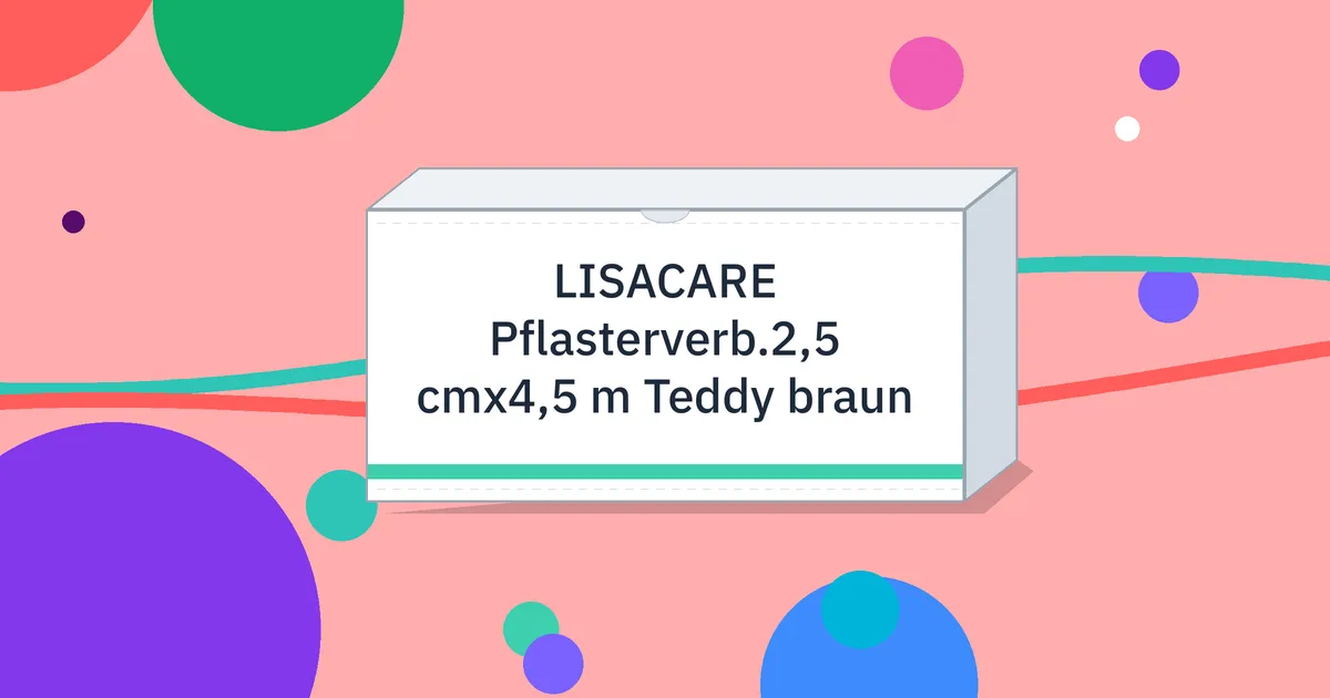 Symbolbild: Packung mit der Aufschrift LISACARE Pflasterverb.2,5 cmx4,5 m Teddy braun (PZN 17891753) – Verfügbarkeit und Bezug in Apotheken in Frankfurt am Main