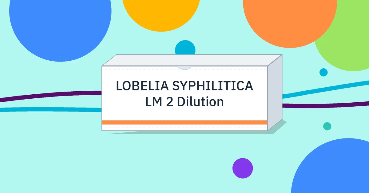 Symbolbild: Packung mit der Aufschrift LOBELIA SYPHILITICA LM 2 Dilution (PZN 13534631) – Verfügbarkeit und Bezug in Apotheken in Frankfurt am Main