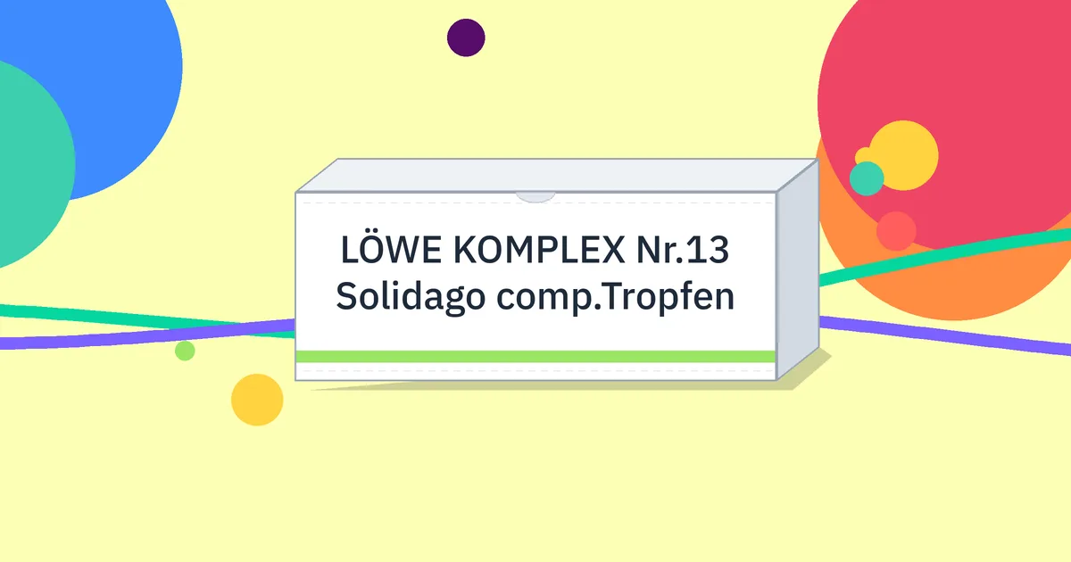 Symbolbild: Packung mit der Aufschrift LÖWE KOMPLEX Nr.13 Solidago comp.Tropfen (PZN 05378625) – Verfügbarkeit und Bezug in Apotheken in Frankfurt am Main