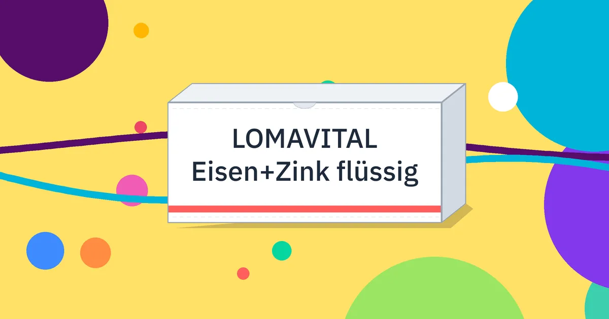 Symbolbild: Packung mit der Aufschrift LOMAVITAL Eisen+Zink flüssig (PZN 04439690) – Verfügbarkeit und Bezug in Apotheken in Frankfurt am Main