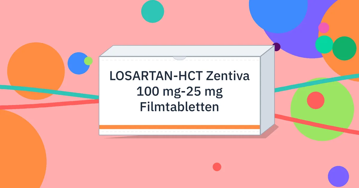 Symbolbild: Packung mit der Aufschrift LOSARTAN-HCT Zentiva 100 mg-25 mg Filmtabletten (PZN 16222487) – Verfügbarkeit und Bezug in Apotheken in Frankfurt am Main