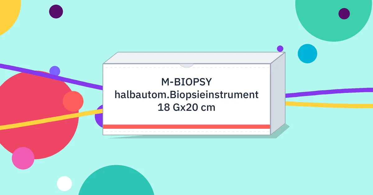 Symbolbild: Packung mit der Aufschrift M-BIOPSY halbautom.Biopsieinstrument 18 Gx20 cm (PZN 20601061) – Verfügbarkeit und Bezug in Apotheken in Frankfurt am Main