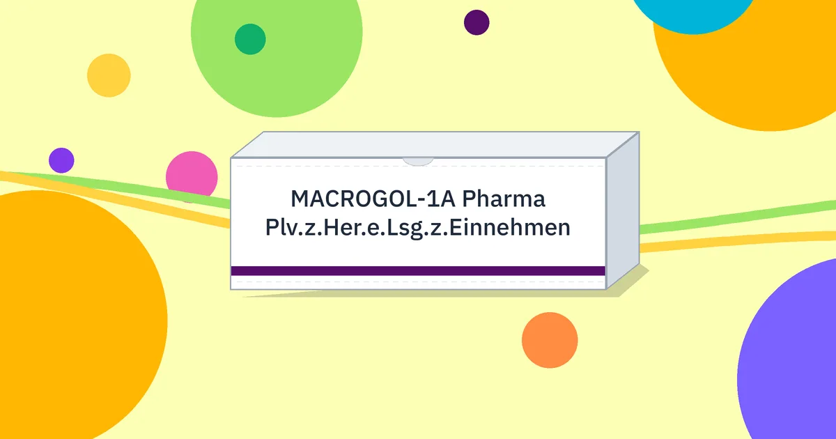 Symbolbild: Packung mit der Aufschrift MACROGOL-1A Pharma Plv.z.Her.e.Lsg.z.Einnehmen (PZN 14264079) – Verfügbarkeit und Bezug in Apotheken in Frankfurt am Main