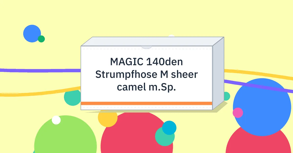 Symbolbild: Packung mit der Aufschrift MAGIC 140den Strumpfhose M sheer camel m.Sp. (PZN 16182204) – Verfügbarkeit und Bezug in Apotheken in Frankfurt am Main