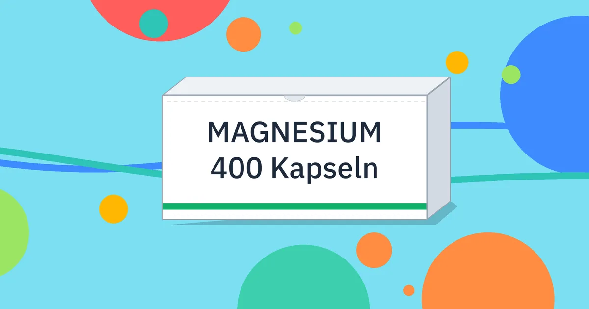 Symbolbild: Packung mit der Aufschrift MAGNESIUM 400 Kapseln (PZN 09899522) – Verfügbarkeit und Bezug in Apotheken in Frankfurt am Main