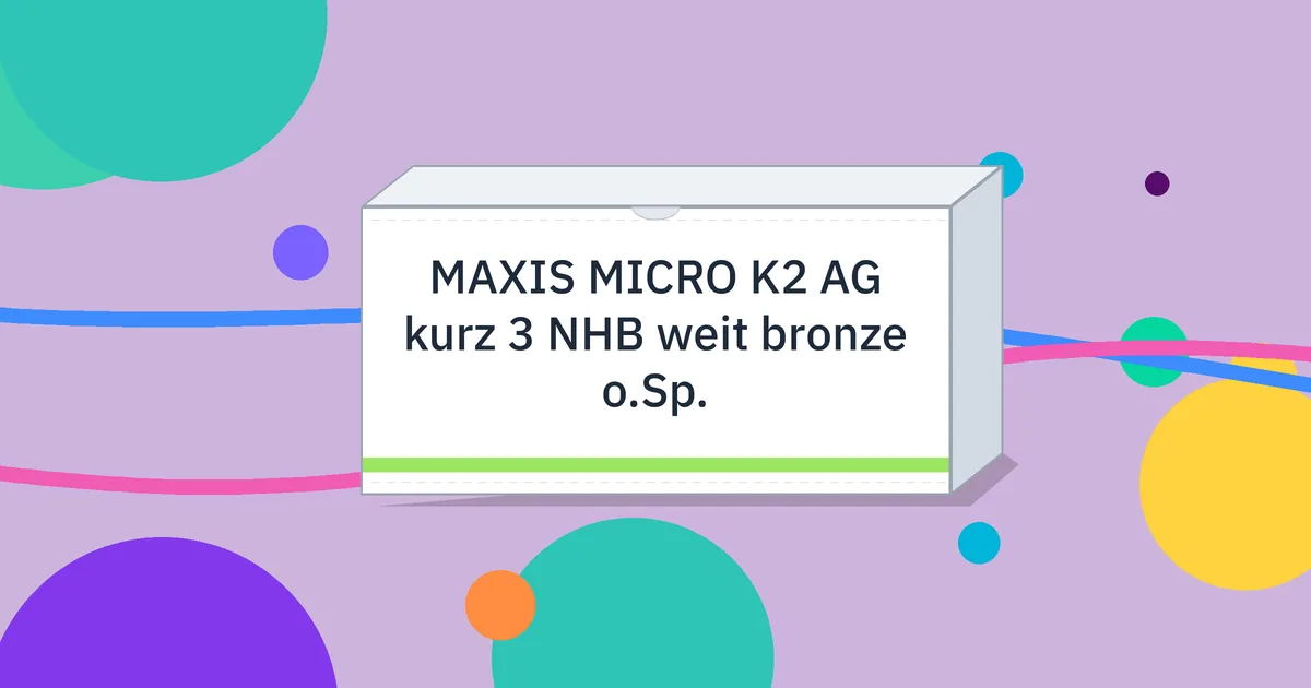 Symbolbild: Packung mit der Aufschrift MAXIS MICRO K2 AG kurz 3 NHB weit bronze o.Sp. (PZN 17673708) – Verfügbarkeit und Bezug in Apotheken in Frankfurt am Main