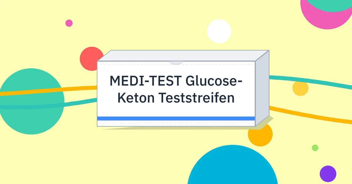 Symbolbild: Packung mit der Aufschrift MEDI-TEST Glucose-Keton Teststreifen (PZN 07789255) – Verfügbarkeit und Bezug in Apotheken in Frankfurt am Main