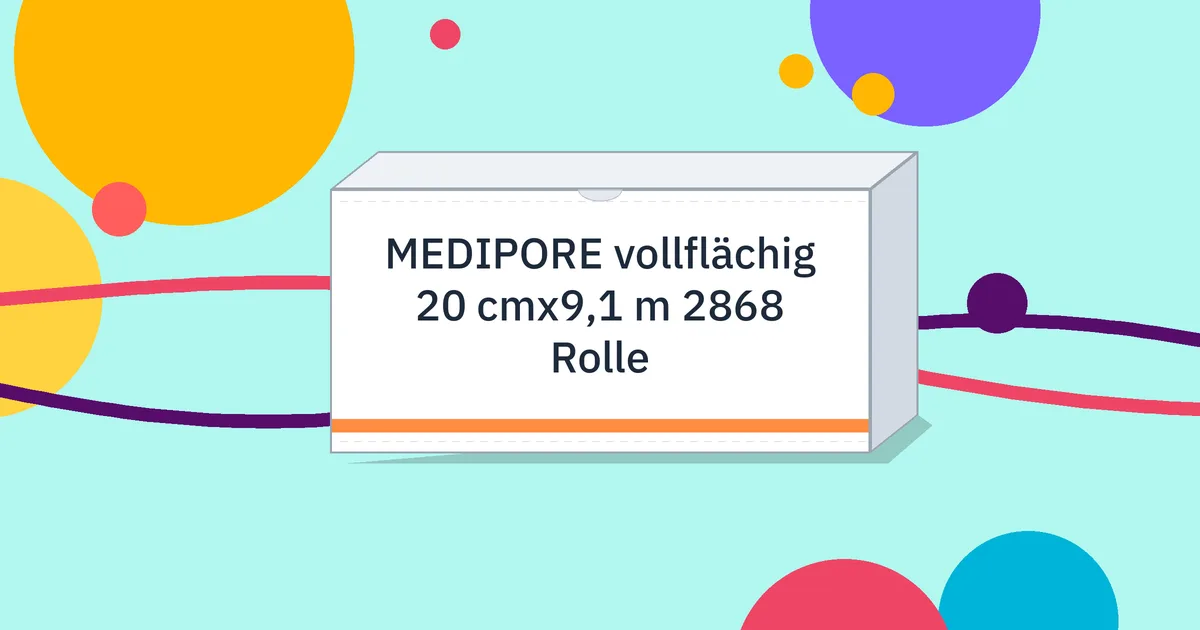Symbolbild: Packung mit der Aufschrift MEDIPORE vollflächig 20 cmx9,1 m 2868 Rolle (PZN 18046617) – Verfügbarkeit und Bezug in Apotheken in Frankfurt am Main