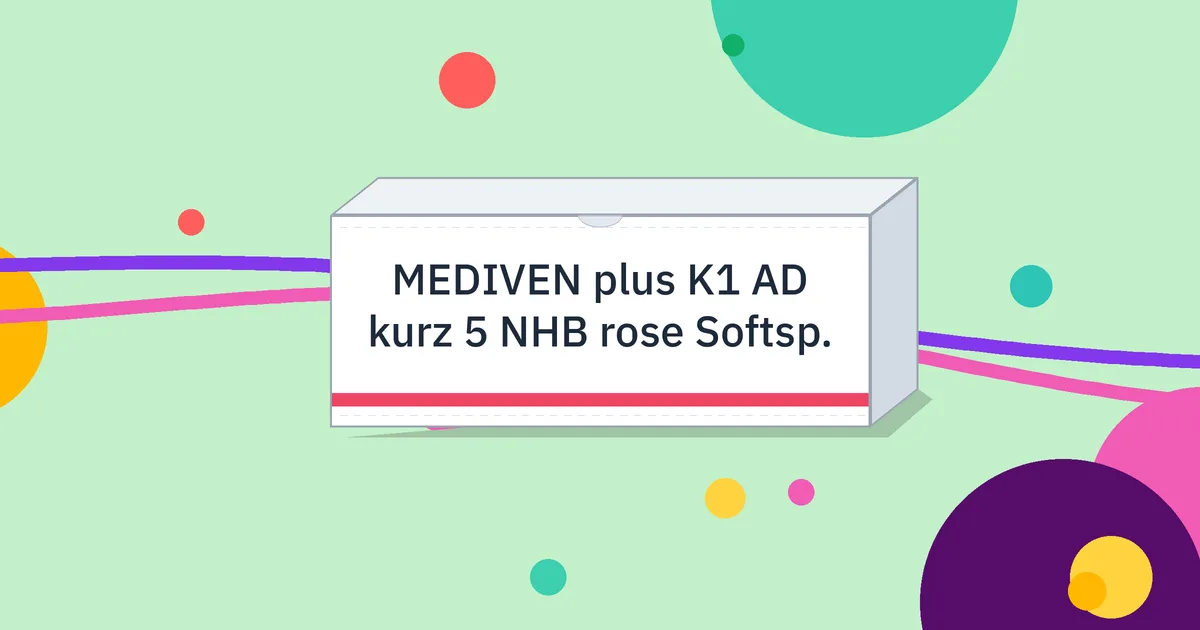 Symbolbild: Packung mit der Aufschrift MEDIVEN plus K1 AD kurz 5 NHB rose Softsp. (PZN 15897993) – Verfügbarkeit und Bezug in Apotheken in Frankfurt am Main