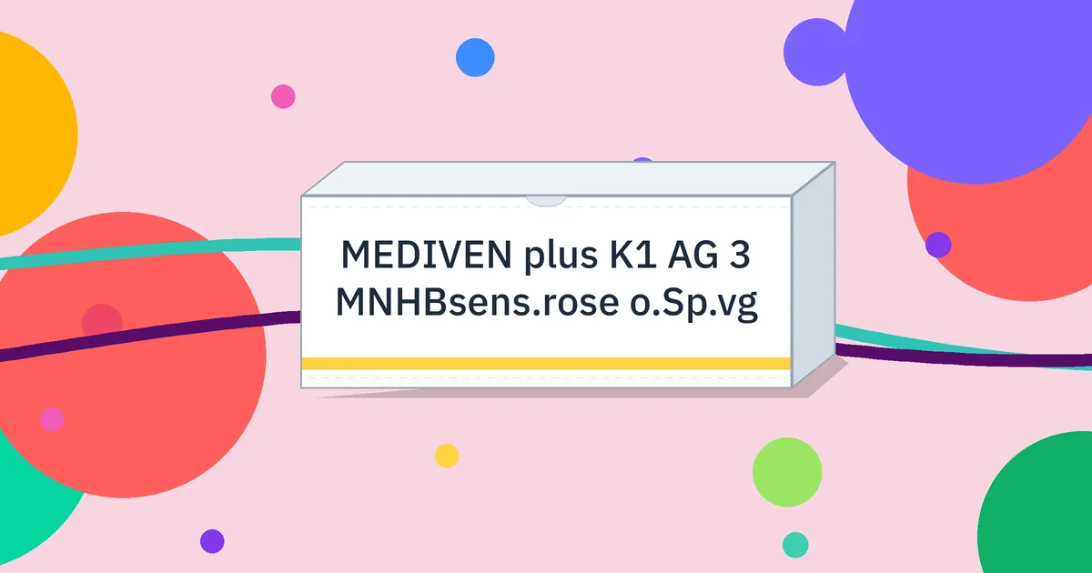 Symbolbild: Packung mit der Aufschrift MEDIVEN plus K1 AG 3 MNHBsens.rose o.Sp.vg (PZN 15917193) – Verfügbarkeit und Bezug in Apotheken in Frankfurt am Main