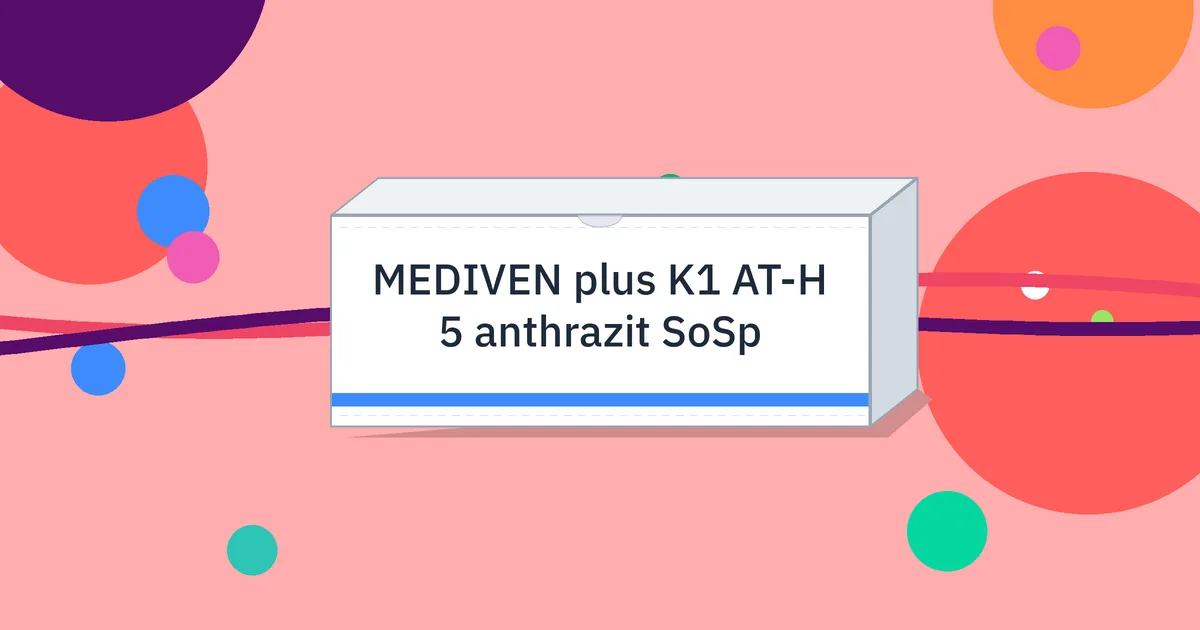 Symbolbild: Packung mit der Aufschrift MEDIVEN plus K1 AT-H 5 anthrazit SoSp (PZN 15035518) – Verfügbarkeit und Bezug in Apotheken in Frankfurt am Main