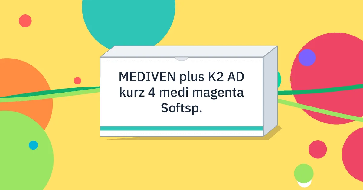 Symbolbild: Packung mit der Aufschrift MEDIVEN plus K2 AD kurz 4 medi magenta Softsp. (PZN 15097382) – Verfügbarkeit und Bezug in Apotheken in Frankfurt am Main