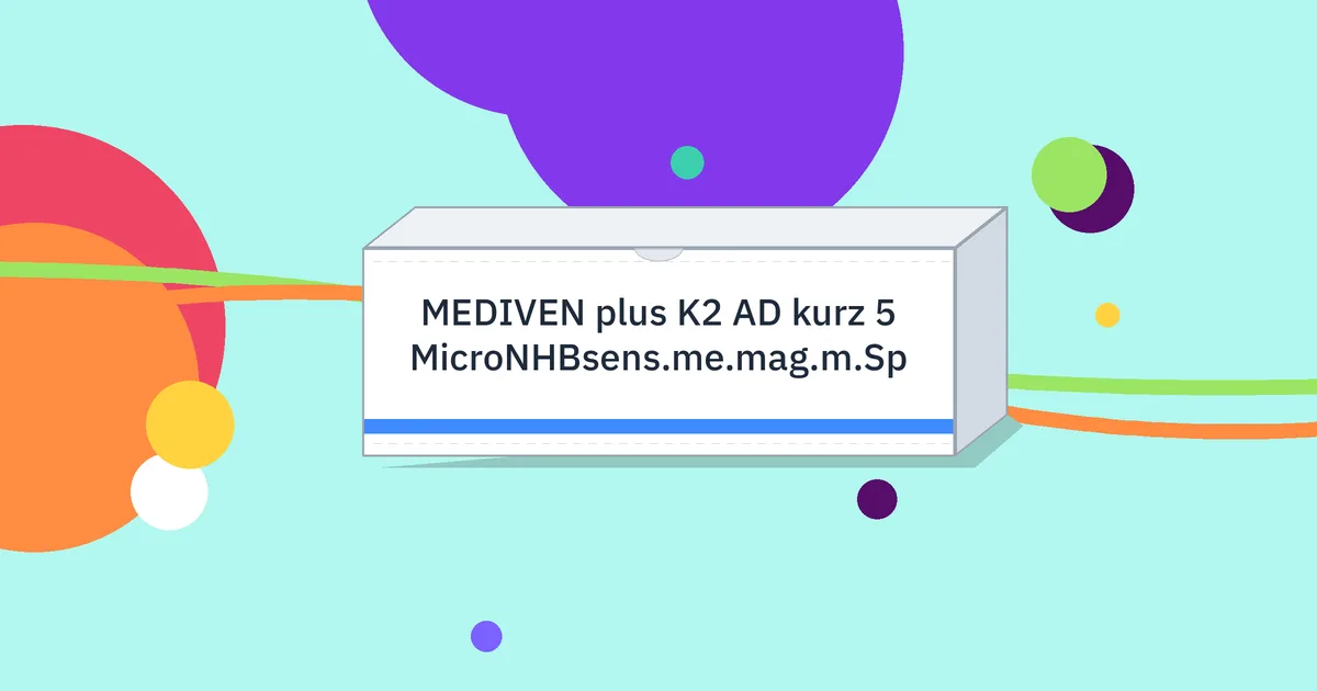 Symbolbild: Packung mit der Aufschrift MEDIVEN plus K2 AD kurz 5 MicroNHBsens.me.mag.m.Sp (PZN 15934180) – Verfügbarkeit und Bezug in Apotheken in Frankfurt am Main