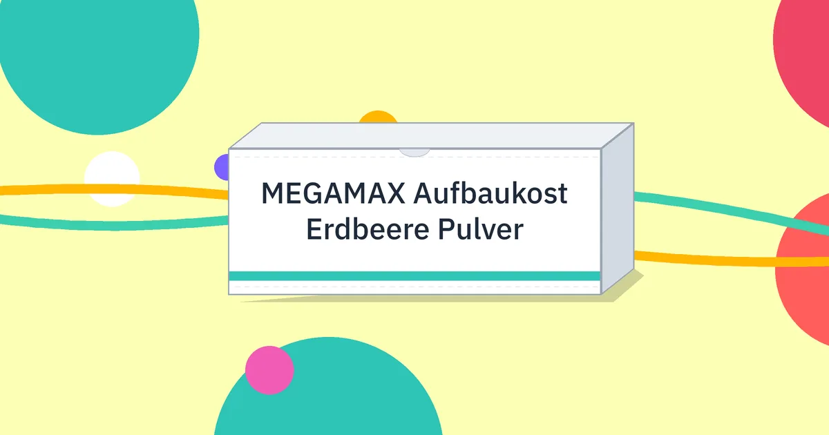 Symbolbild: Packung mit der Aufschrift MEGAMAX Aufbaukost Erdbeere Pulver (PZN 12896160) – Verfügbarkeit und Bezug in Apotheken in Frankfurt am Main