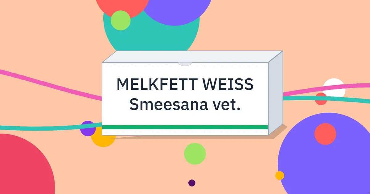 Symbolbild: Packung mit der Aufschrift MELKFETT WEISS Smeesana vet. (PZN 16067839) – Verfügbarkeit und Bezug in Apotheken in Frankfurt am Main