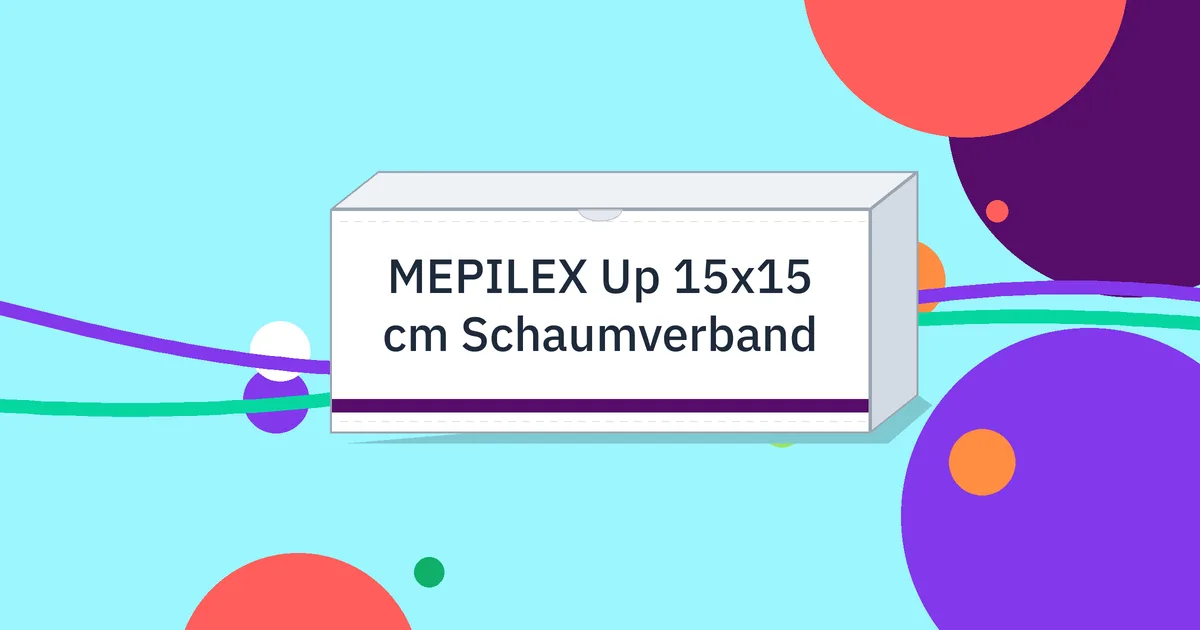 Symbolbild: Packung mit der Aufschrift MEPILEX Up 15x15 cm Schaumverband (PZN 19768442) – Verfügbarkeit und Bezug in Apotheken in Frankfurt am Main