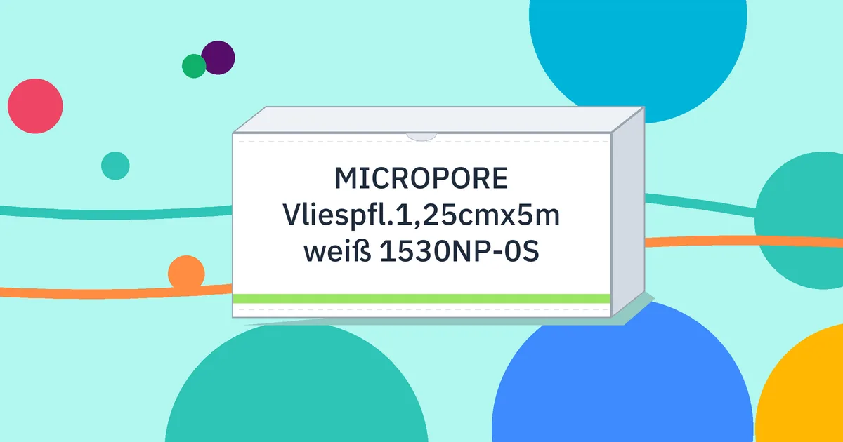 Symbolbild: Packung mit der Aufschrift MICROPORE Vliespfl.1,25cmx5m weiß 1530NP-0S (PZN 19814751) – Verfügbarkeit und Bezug in Apotheken in Frankfurt am Main