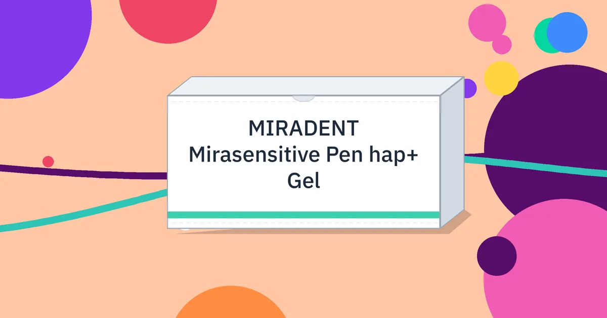 Symbolbild: Packung mit der Aufschrift MIRADENT Mirasensitive Pen hap+ Gel (PZN 19749611) – Verfügbarkeit und Bezug in Apotheken in Frankfurt am Main