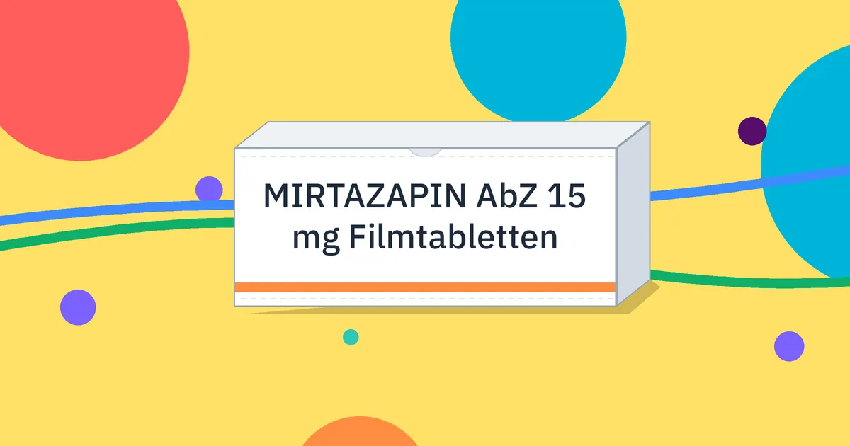 Symbolbild: Packung mit der Aufschrift MIRTAZAPIN AbZ 15 mg Filmtabletten (PZN 03123074) – Verfügbarkeit und Bezug in Apotheken in Frankfurt am Main