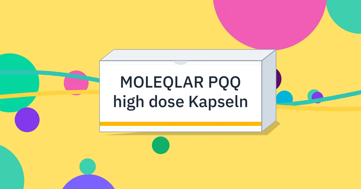 Symbolbild: Packung mit der Aufschrift MOLEQLAR PQQ high dose Kapseln (PZN 20584523) – Verfügbarkeit und Bezug in Apotheken in Frankfurt am Main