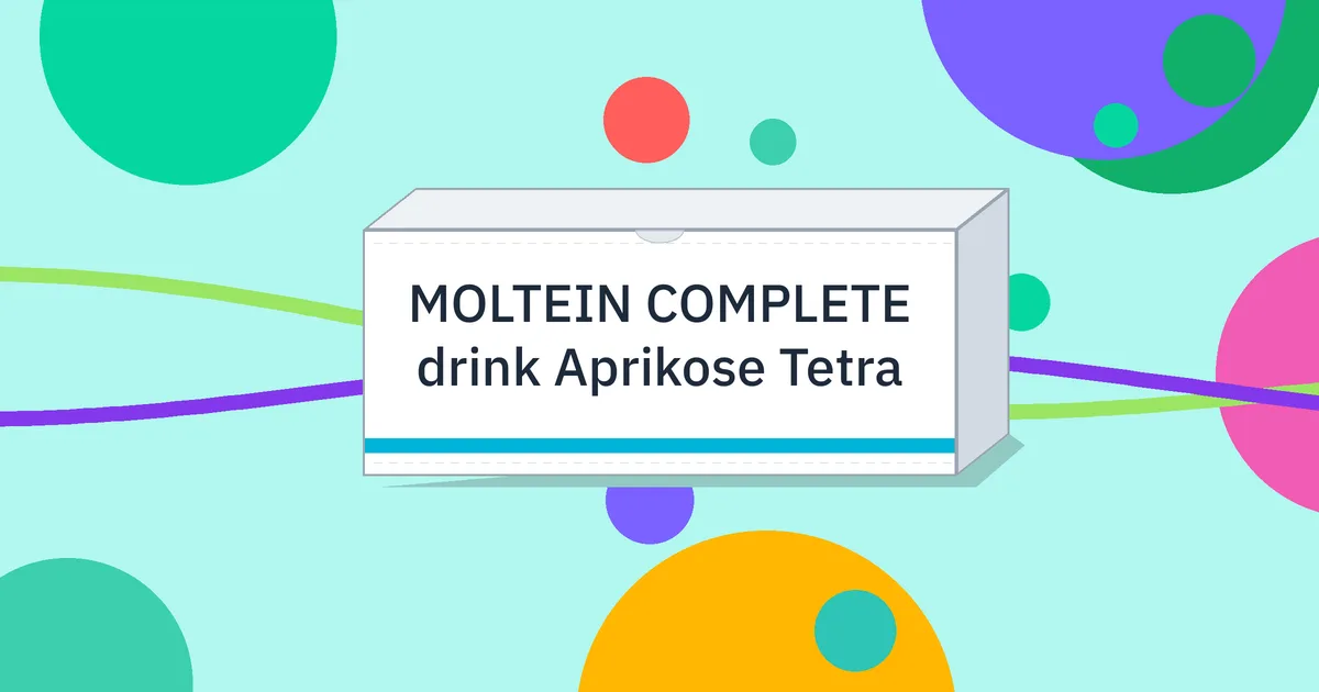 Symbolbild: Packung mit der Aufschrift MOLTEIN COMPLETE drink Aprikose Tetra (PZN 19557662) – Verfügbarkeit und Bezug in Apotheken in Frankfurt am Main